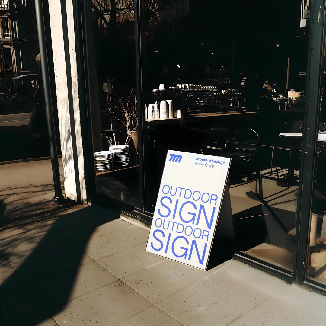 Cafe Outdoor Sign Mockup for Branding Design | High Resolution 4000 Px ...