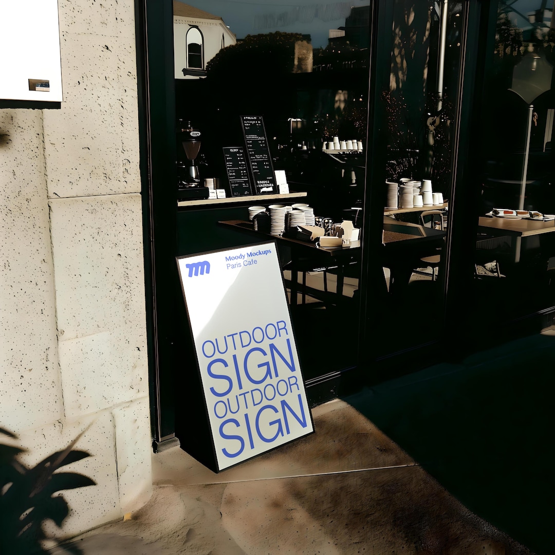 Cafe Outdoor Sign Mockup for Branding Design | High Resolution 4000 Px ...