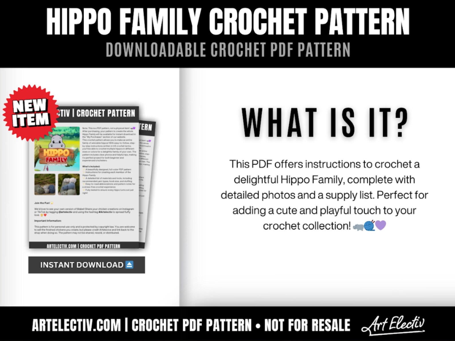 Hippo Crochet Pattern, No Sew Hippo Crochet Pattern, No Sew Crochet ...