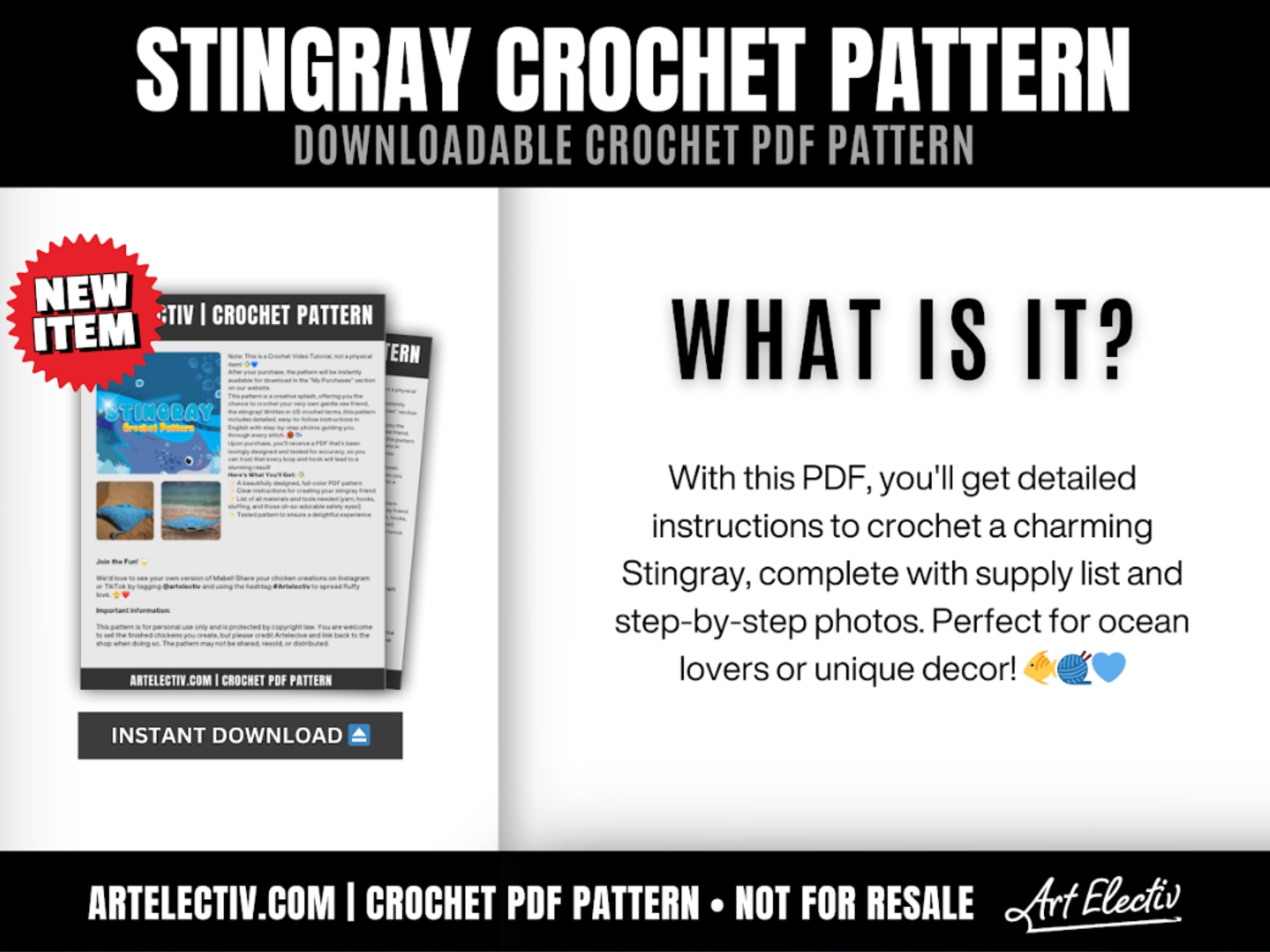 Stingray Crochet Pattern, Crochet Stingray Pattern, Cute Stingray Plush ...