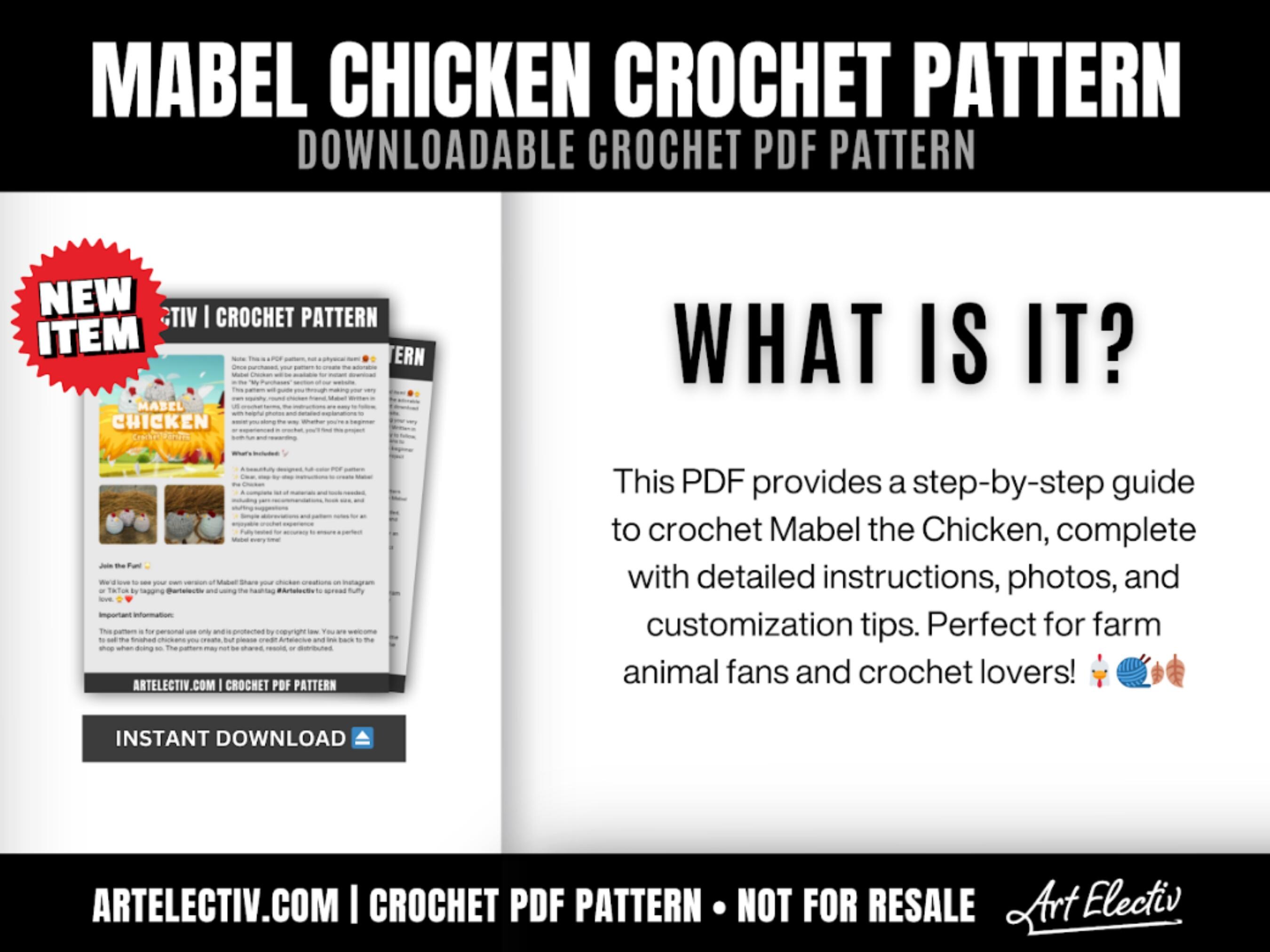 Mabel Chicken Crochet Pattern, Crochet Mabel Chicken Pattern, Mabel ...