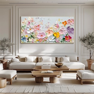 Colorful 3D Floral Painting on Canvas Impasto Flower Textured Wall Art ...
