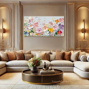 Colorful 3D Floral Painting on Canvas Impasto Flower Textured Wall Art ...