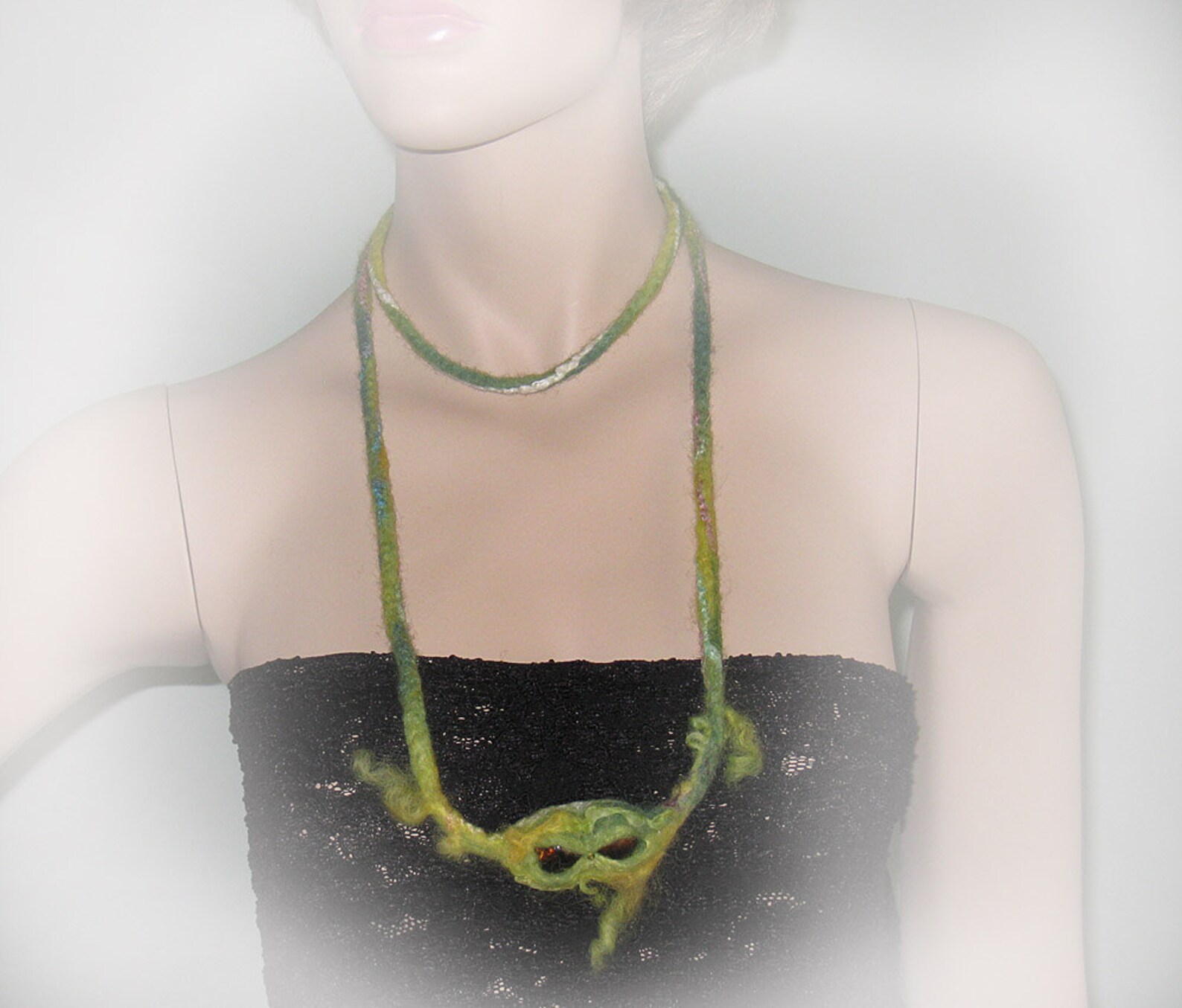 Felted Fiber Necklace Lariat - Etsy