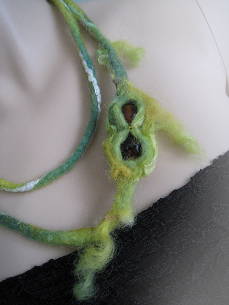 Felted Fiber Necklace Lariat - Etsy