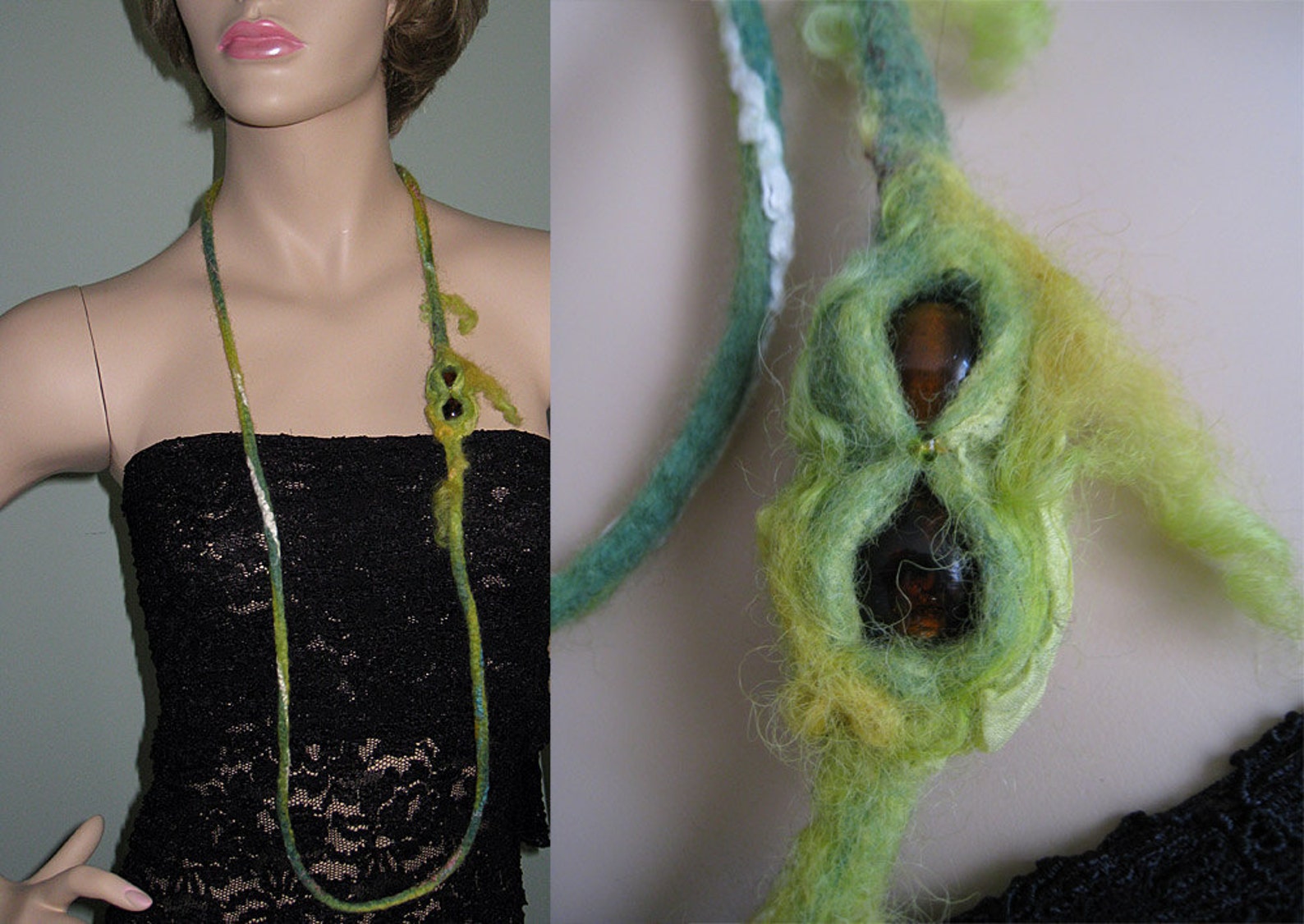 Felted Fiber Necklace Lariat - Etsy