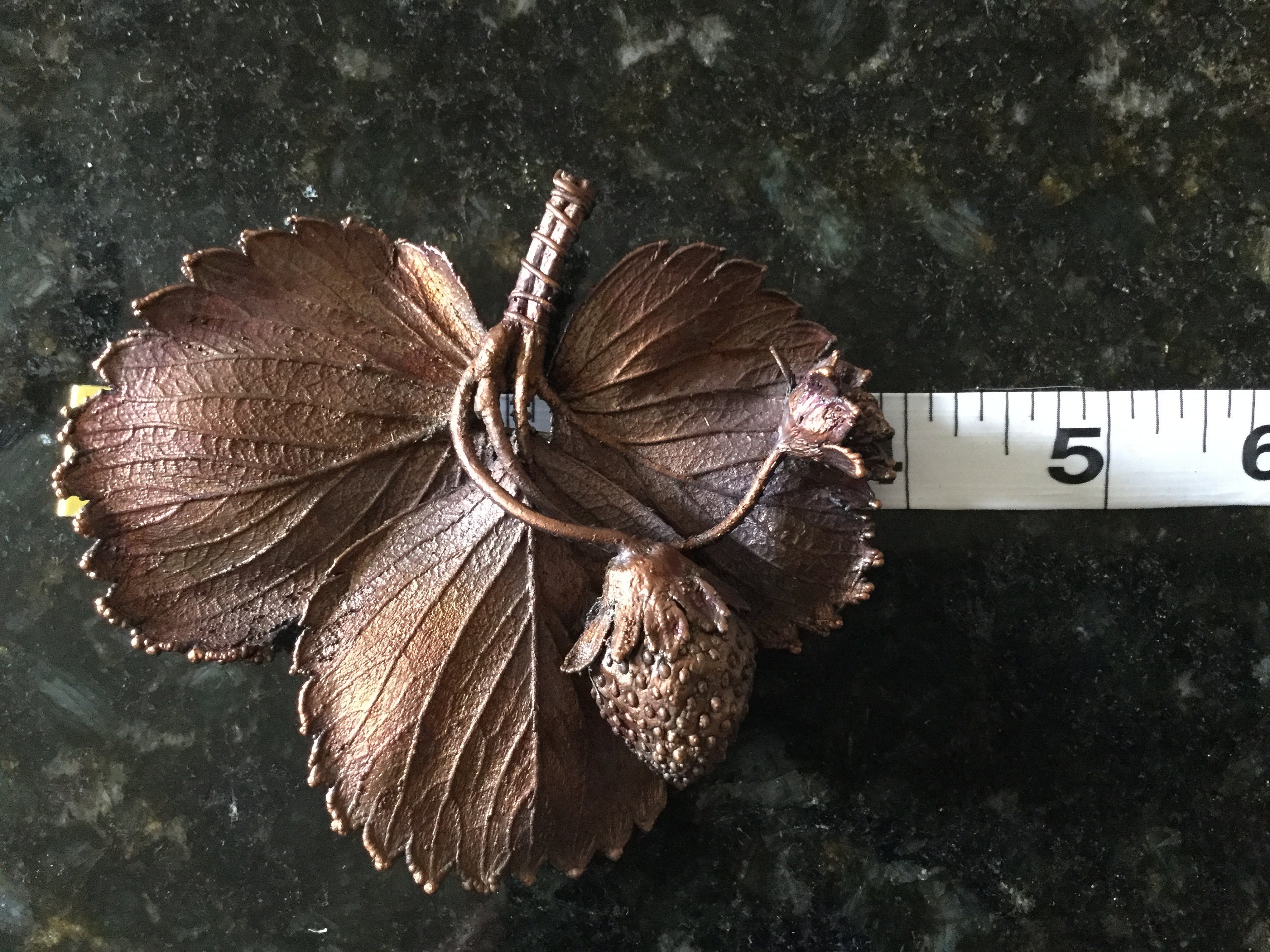 Copper Plated Real Strawberry , Metal Brooch, Electroformed Leaf, Leaf ...