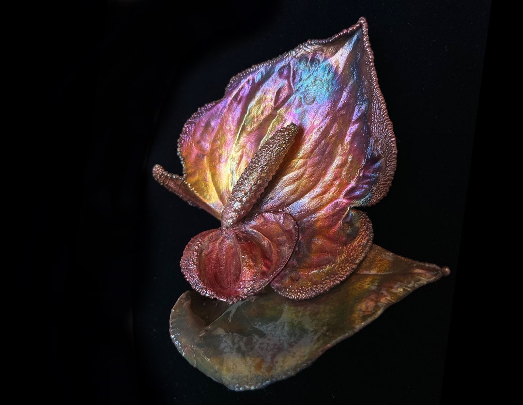 Metal Orchid Brooch, Copper Flower Necklace, Real Flower Jewelry ...