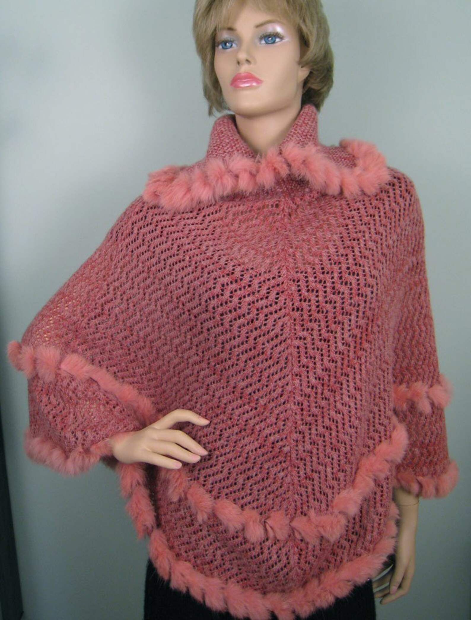 Openwork Lacy Knit Poncho Hood - Etsy