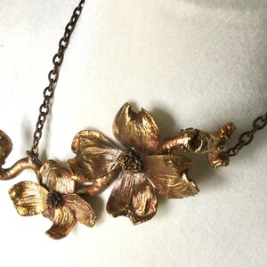 Copper Plated Dogwood Flowers Metal Necklace, Electroformed Flowers ...