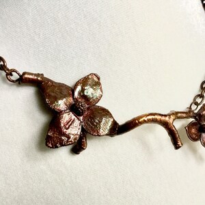 Copper Plated Dogwood Flowers Metal Necklace, Electroformed Flowers ...