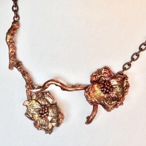 Copper Plated Real Dogwood Flowers Metal Necklace, Electroformed ...