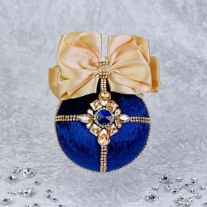 Navy Blue Velvet Box-christmas Ornament Holiday Gift Set Decoration ...