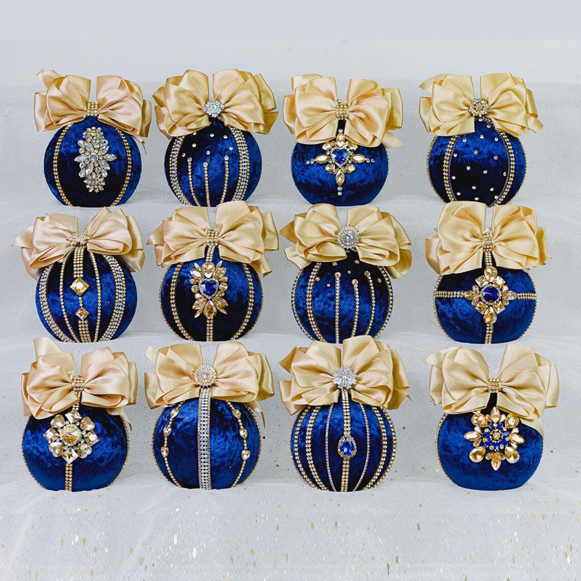 Navy Blue Velvet Box-christmas Ornament Holiday Gift Set Decoration ...