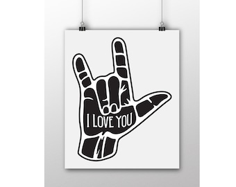 American Sign Language Art, ASL Canvas Wall Art, I Love You Poster ...