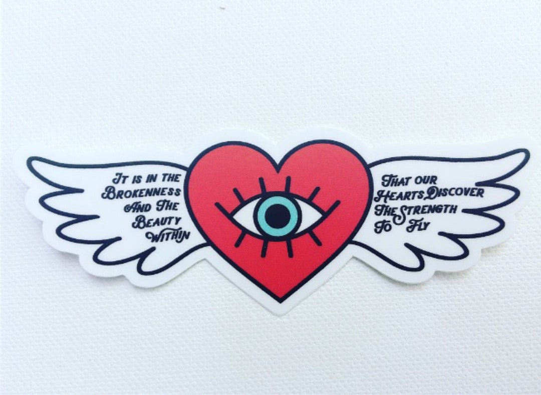 Winged Heart Vinyl Sticker - Laptop Stickers, Eyeball Vinyl Decal, Cute ...