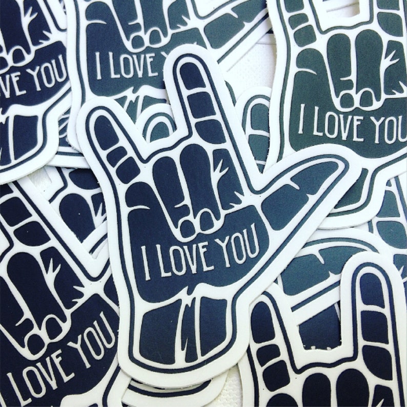 I Love You ASL Vinyl Sticker Sign Language Decal ASL Decal - Etsy