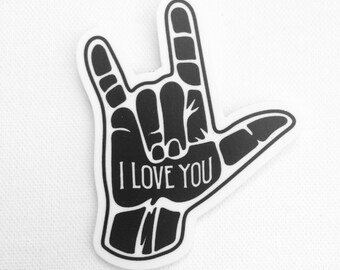 I Love You Sign Language Hand Sticker Decal Multicolor Car