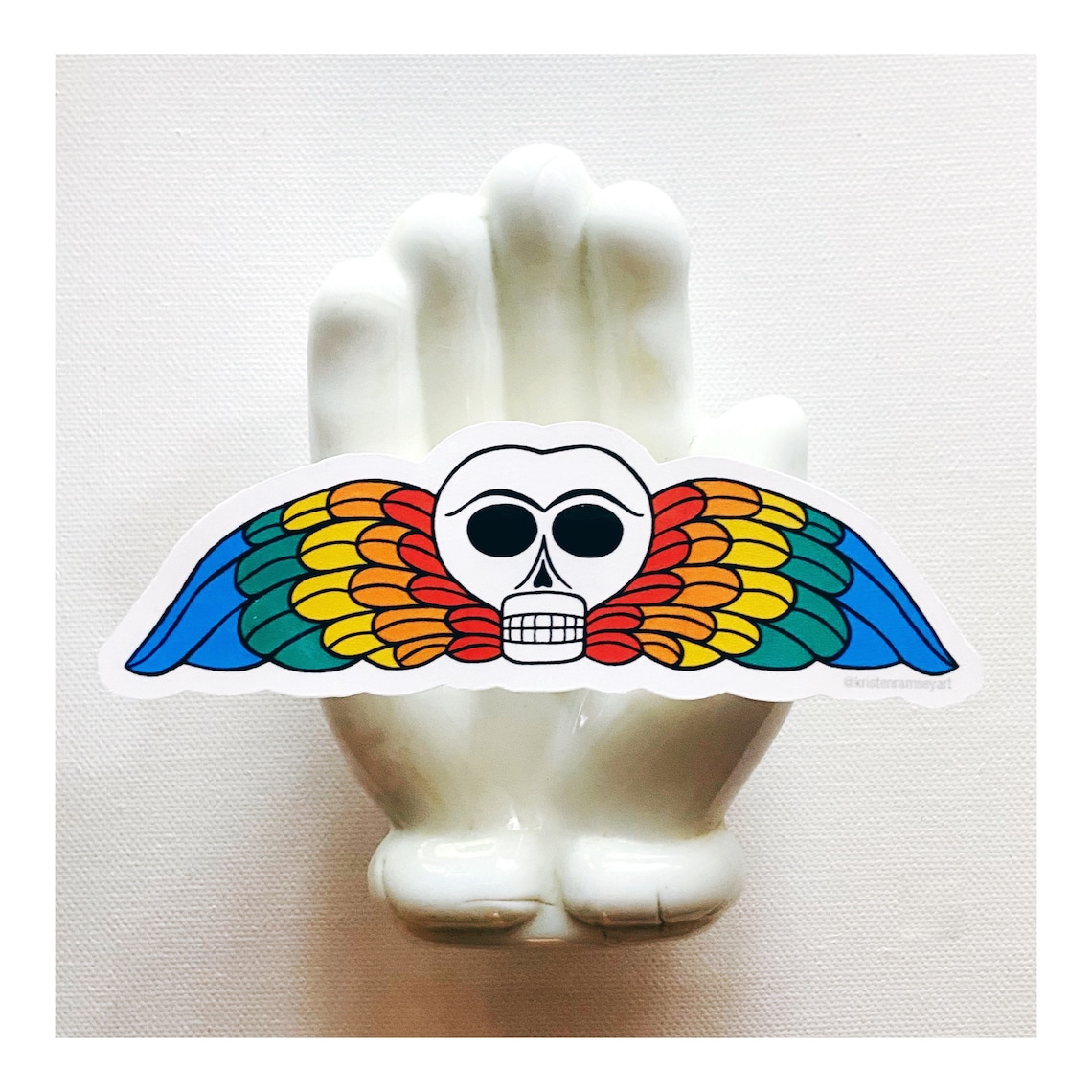 Memento Mori Rainbow Winged Skull Deaths Head Sticker | Etsy