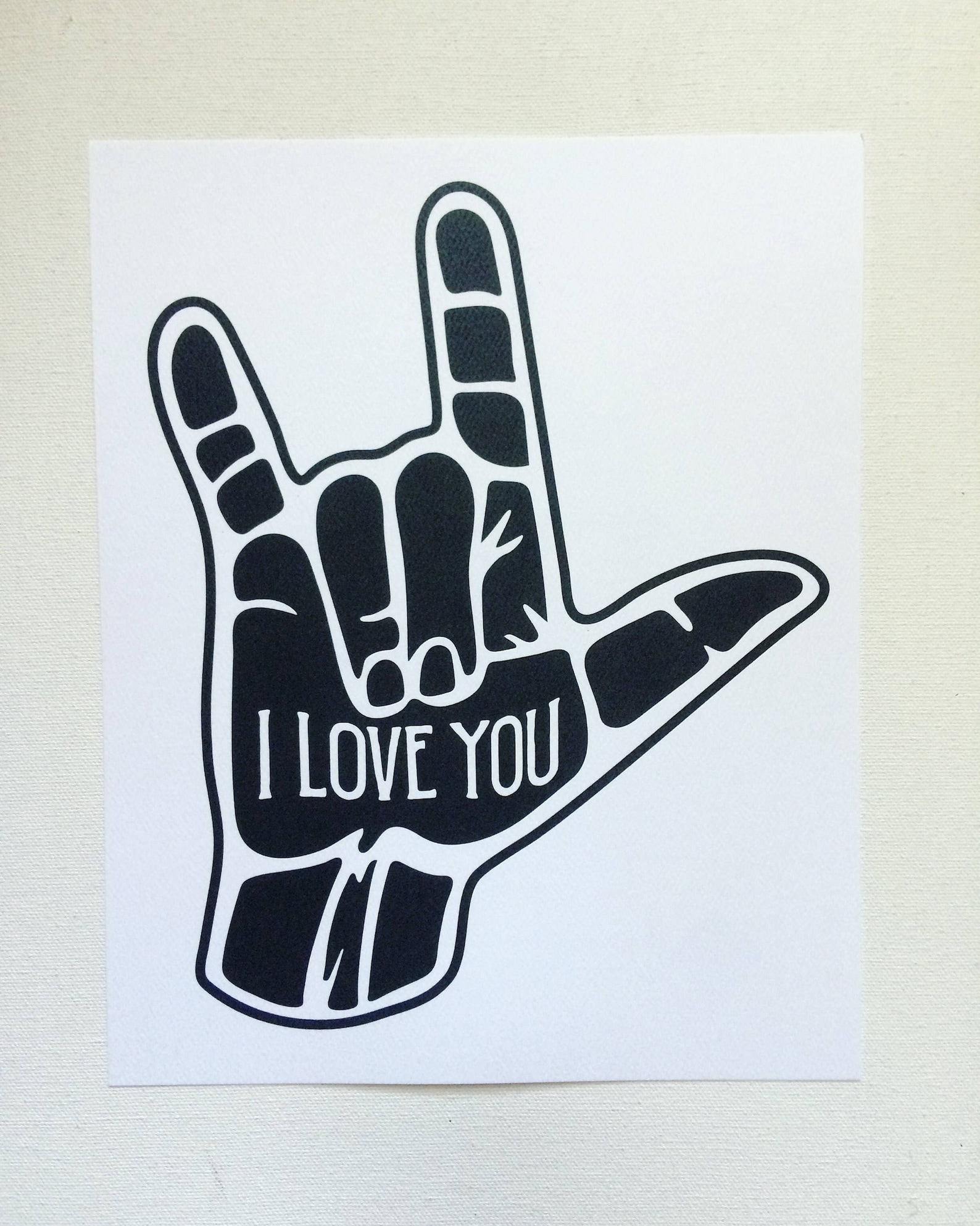 I Love You ASL Hand Print - I Love You Sign Language Sign, Sign ...