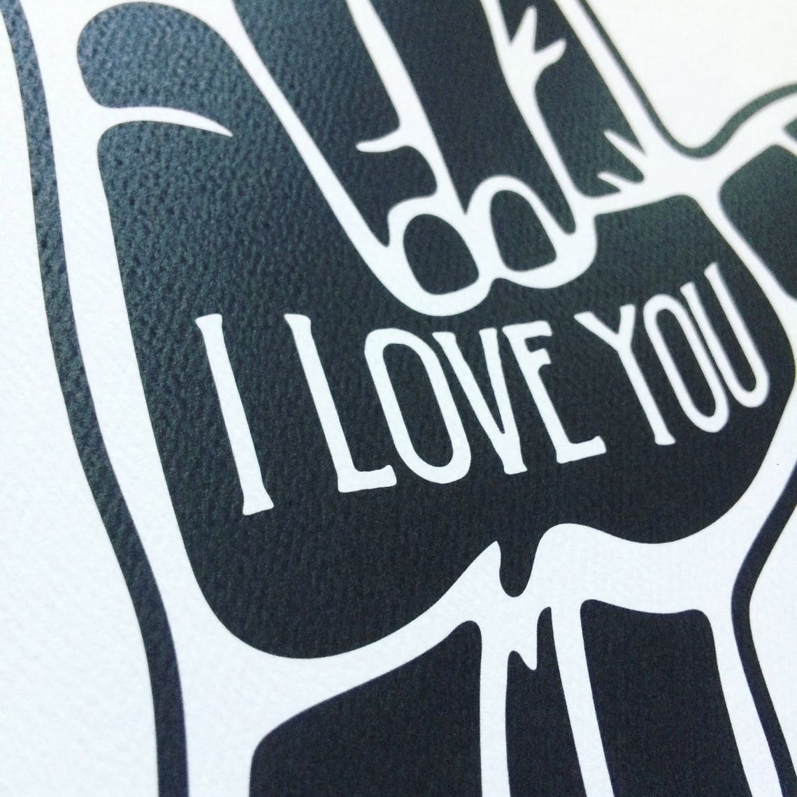 I Love You ASL Hand Print I Love You Sign Language Sign - Etsy