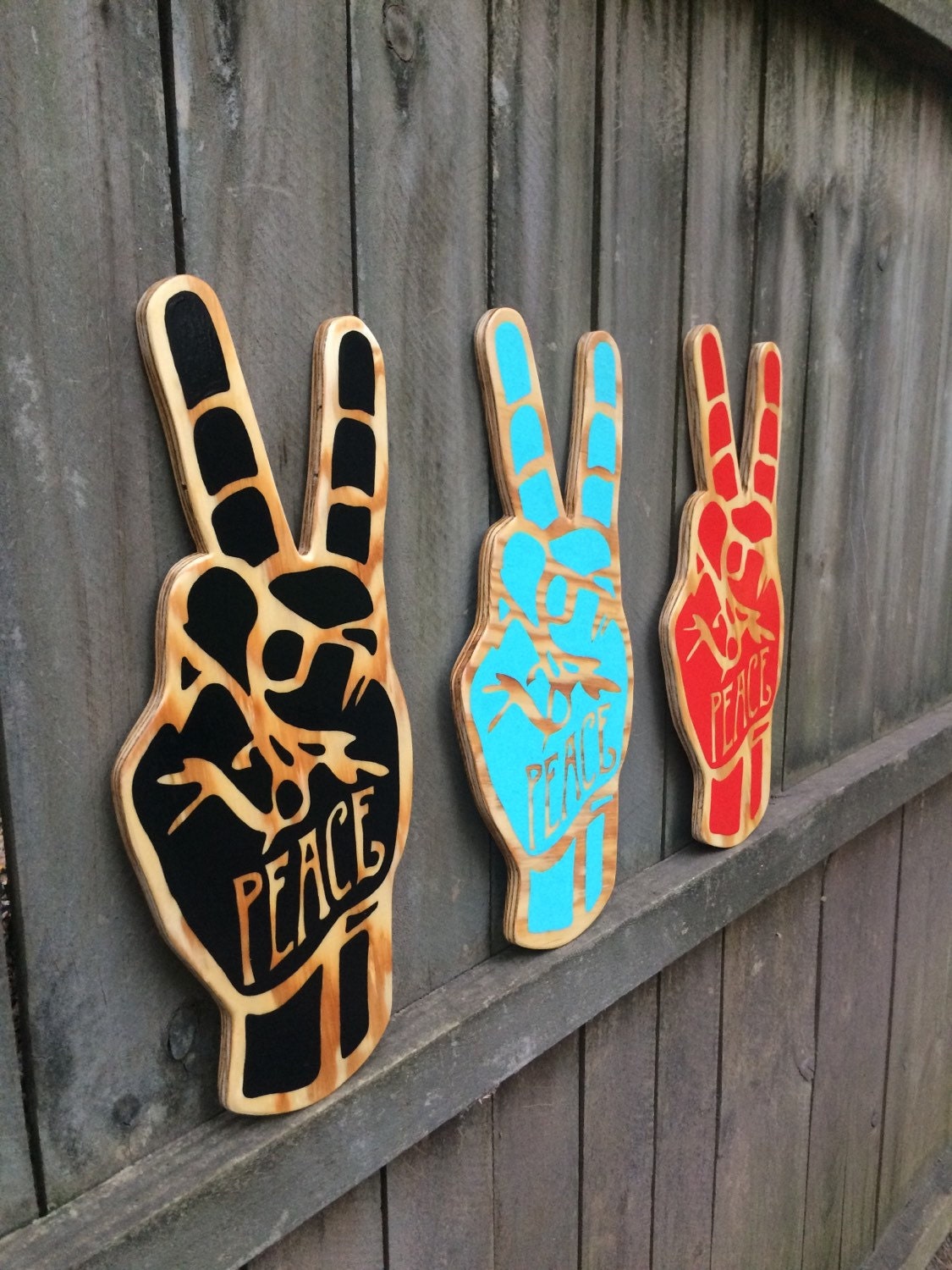 Peace Sign Hand Painted Wood Sign - Peace Symbol Wooden Sign, Sign ...