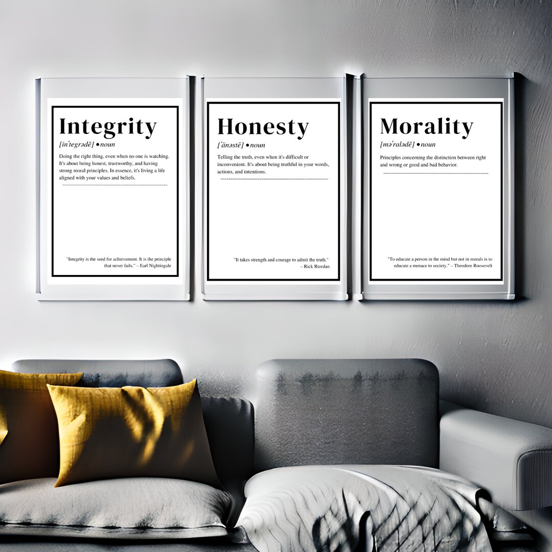 Printable Art Integrity, Honesty & Morality Digital Print Inspirational ...