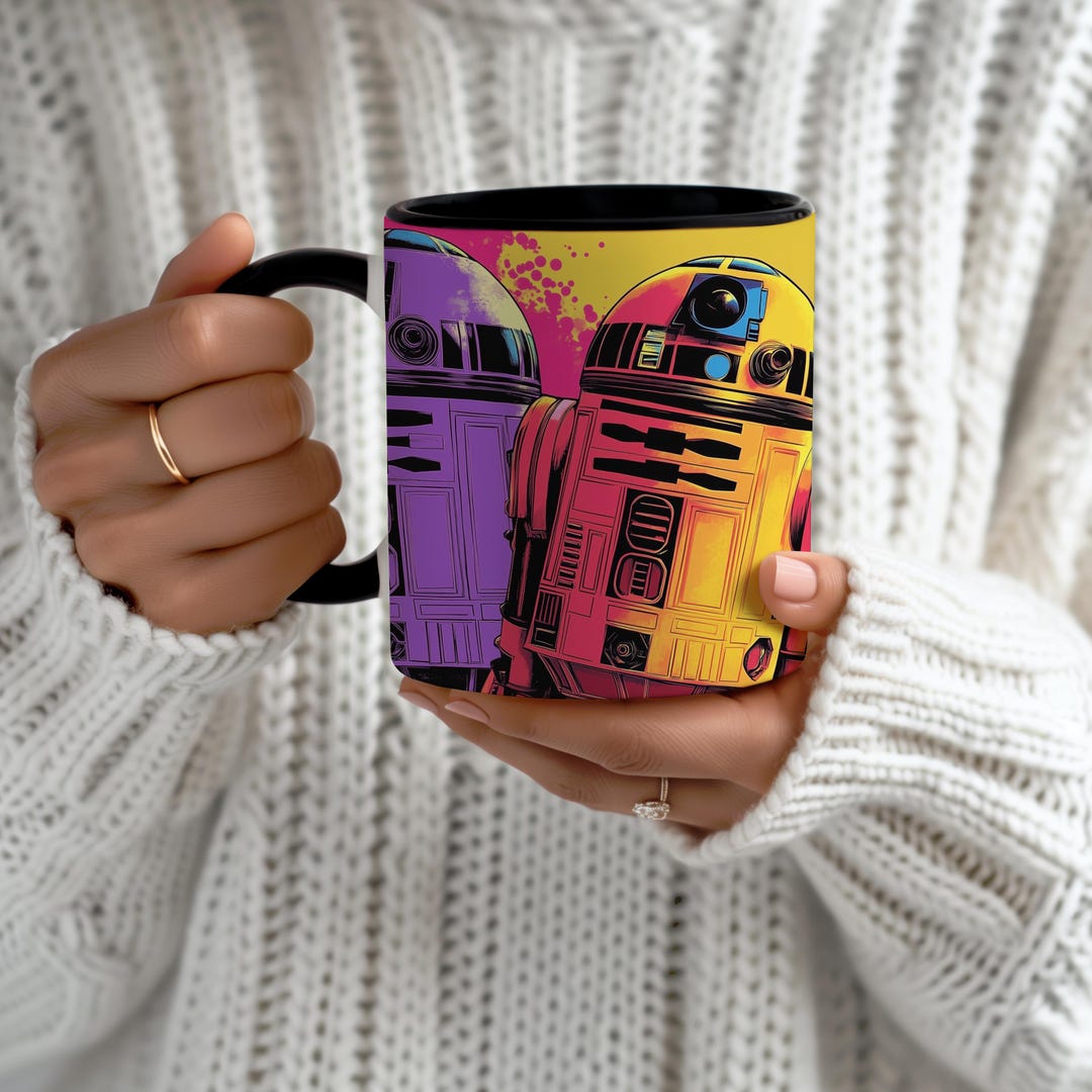 R2D2 Style Droid Pop Art Graffiti Mug in Roy Lichtenstein Style Unique ...