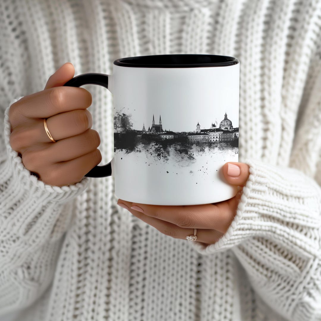 Vienna Themed City Scape Mug - Black & White Souvenir Coffee Cup for ...