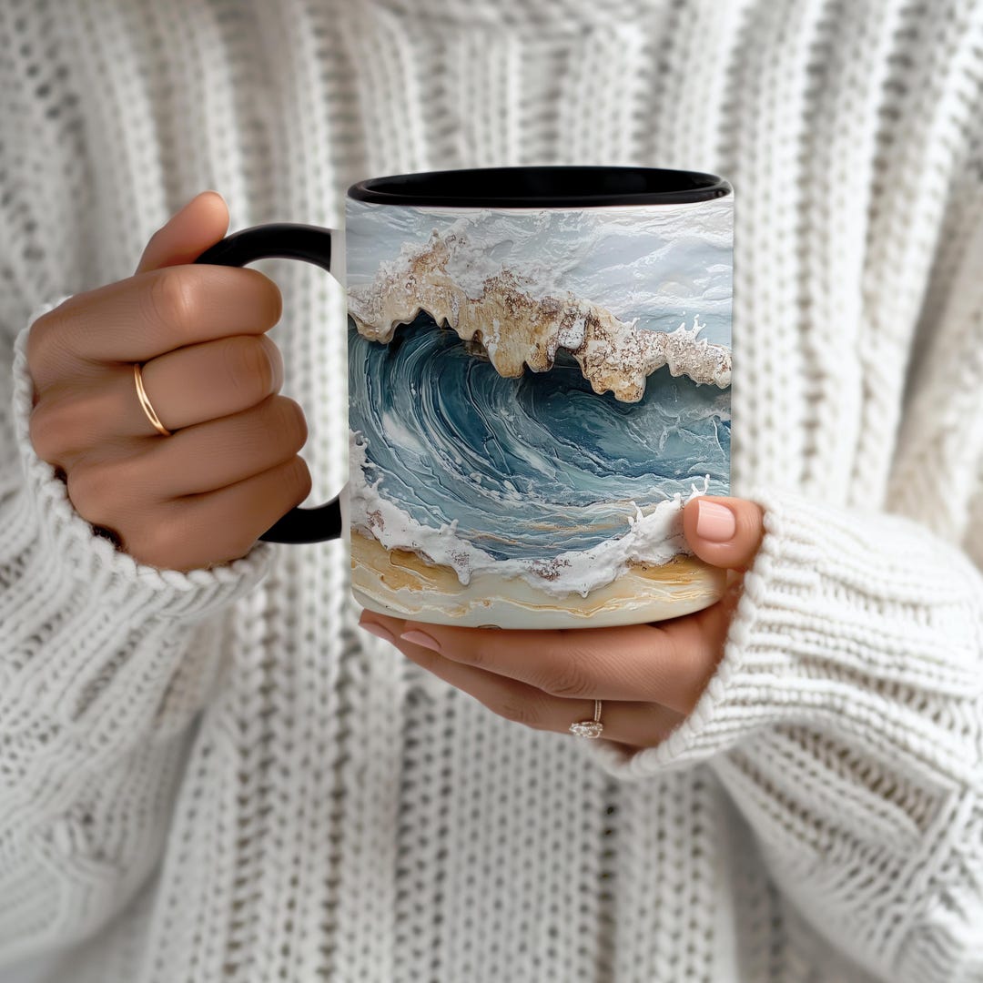 3D Eleanor Bowmer Style Mug Electric Coast Wave Inspired Abstract 11oz ...