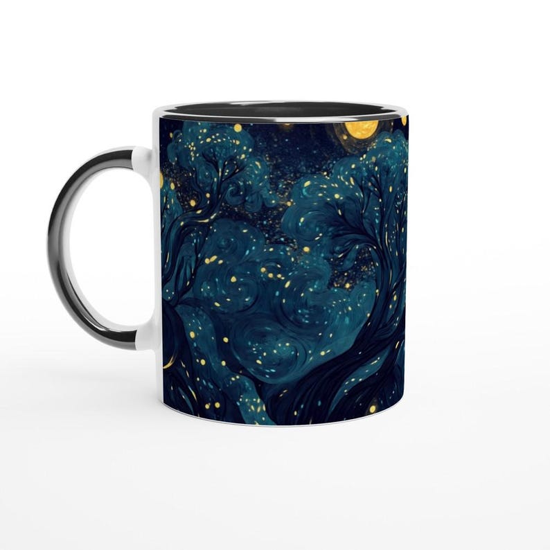 Starry Night Mug, Vincent Van Gogh Style 11oz Ceramic Cup, Abstract ...