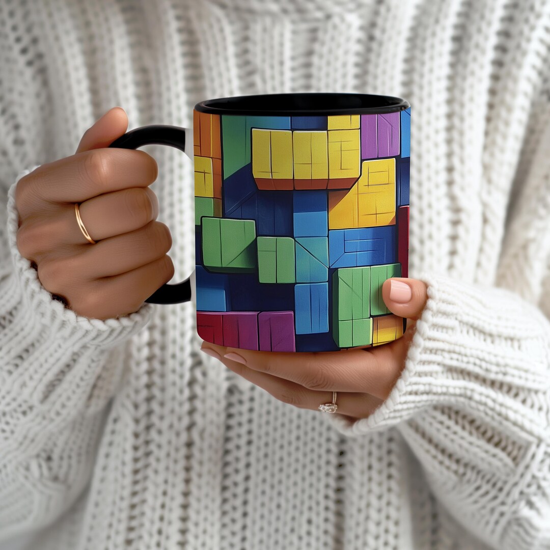 Tetris Wall Pattern Mug | Modern Art Styled 11oz Ceramic Coffee Mug ...