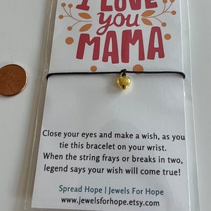 Mothers Day Wish Card, Small Gold Heart Wish Bracelet, Jewelry That ...