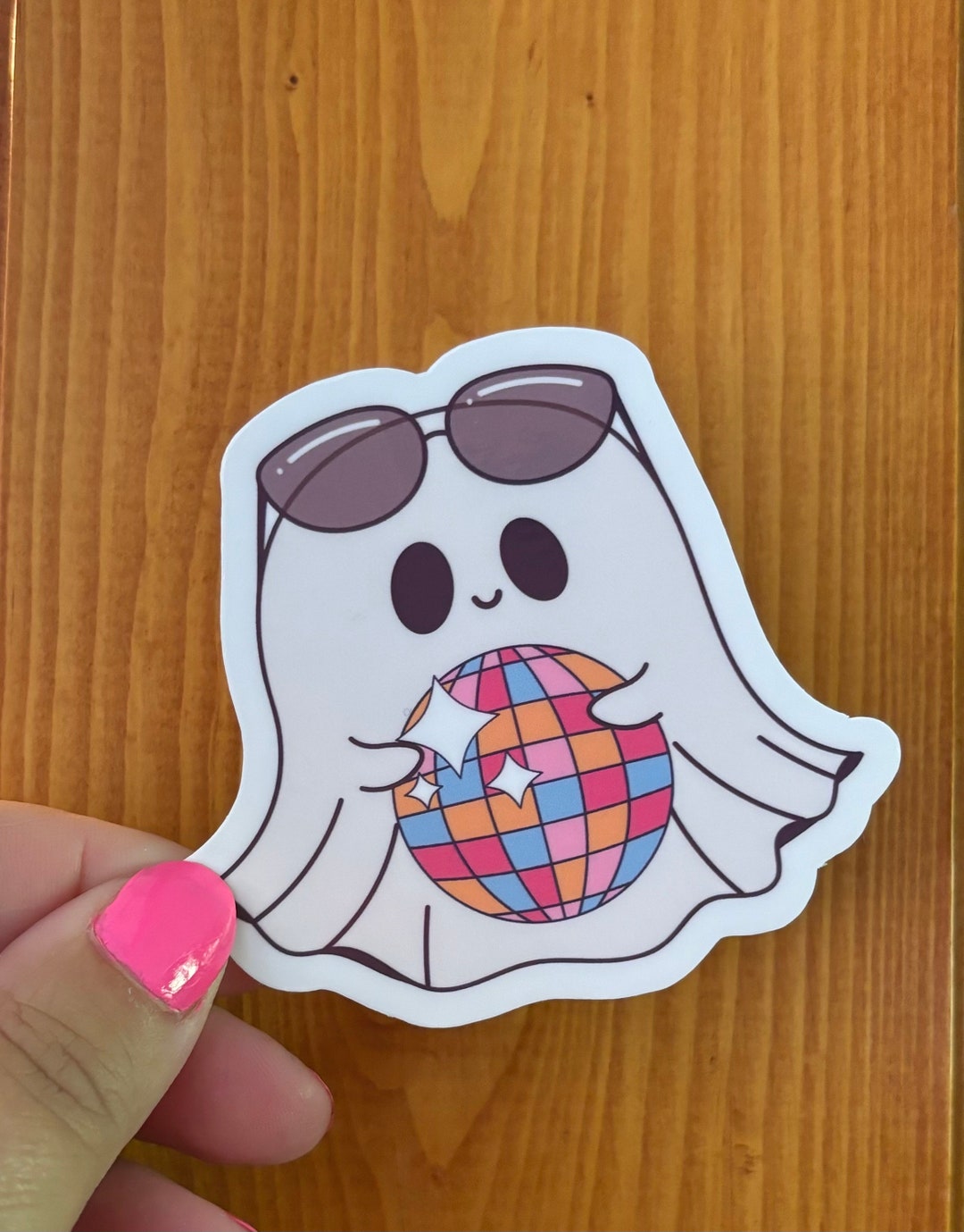 Cute Ghost Sticker, Ghost Holding Disco Ball, Halloween Sticker for ...