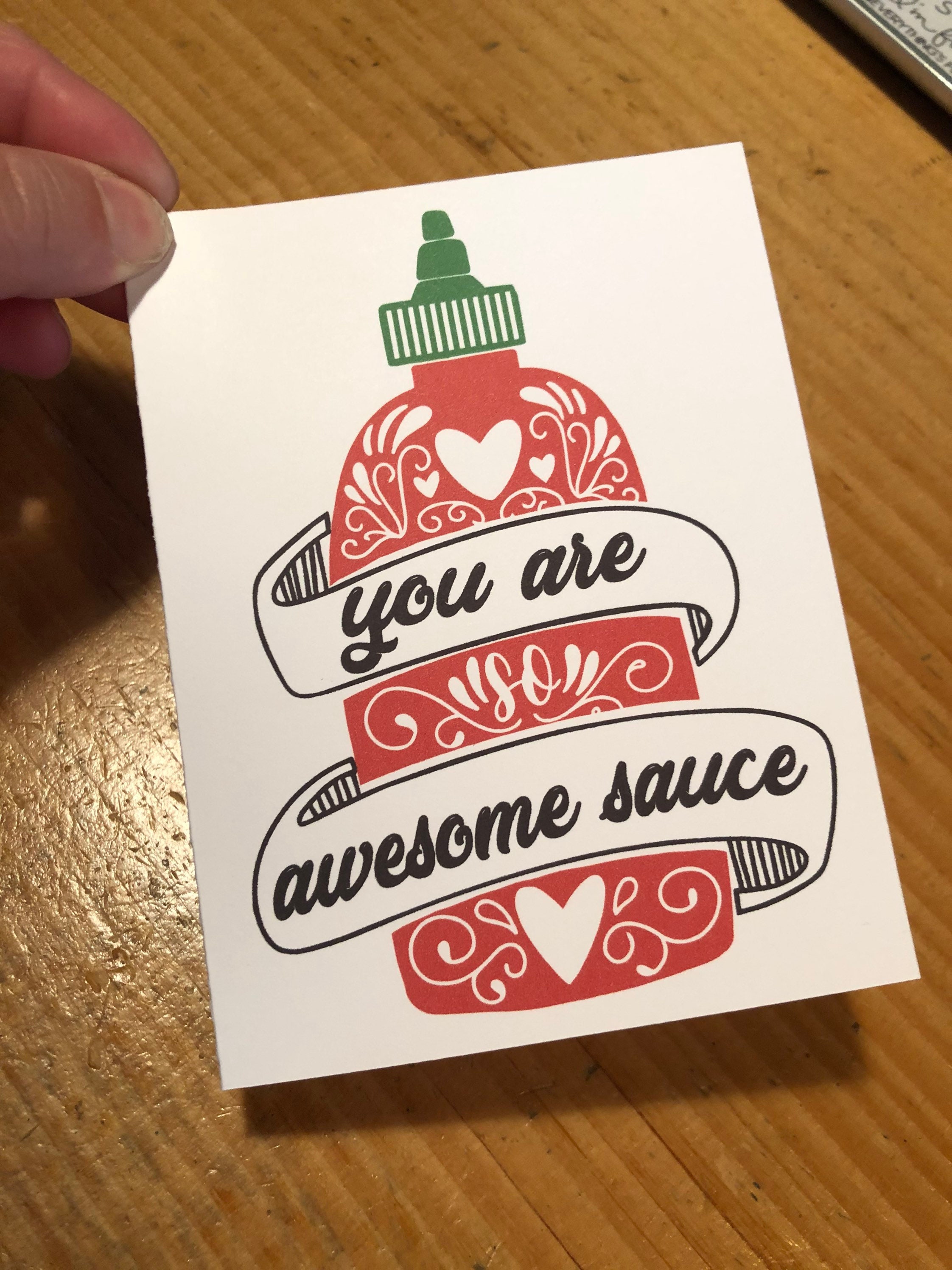 You're Awesome Card, Sirracha, Hot Sauce Lover, Cute Greeting Card for ...