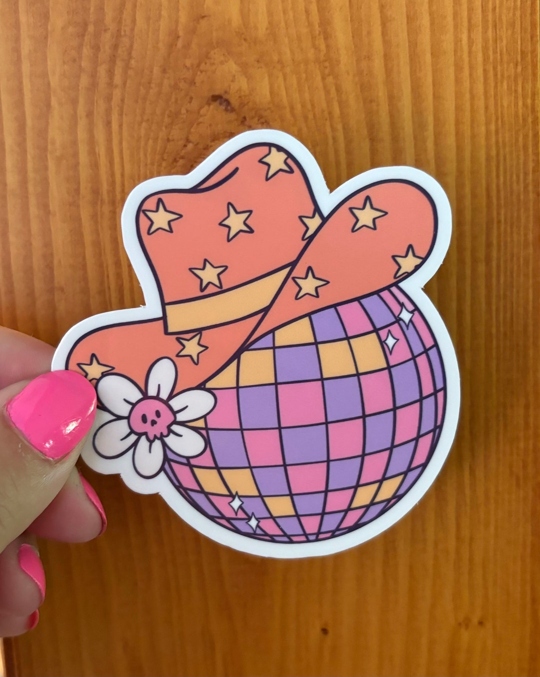Cute Disco Sticker, Cowboy Hat Disco Ball, Sticker for Water Bottles ...