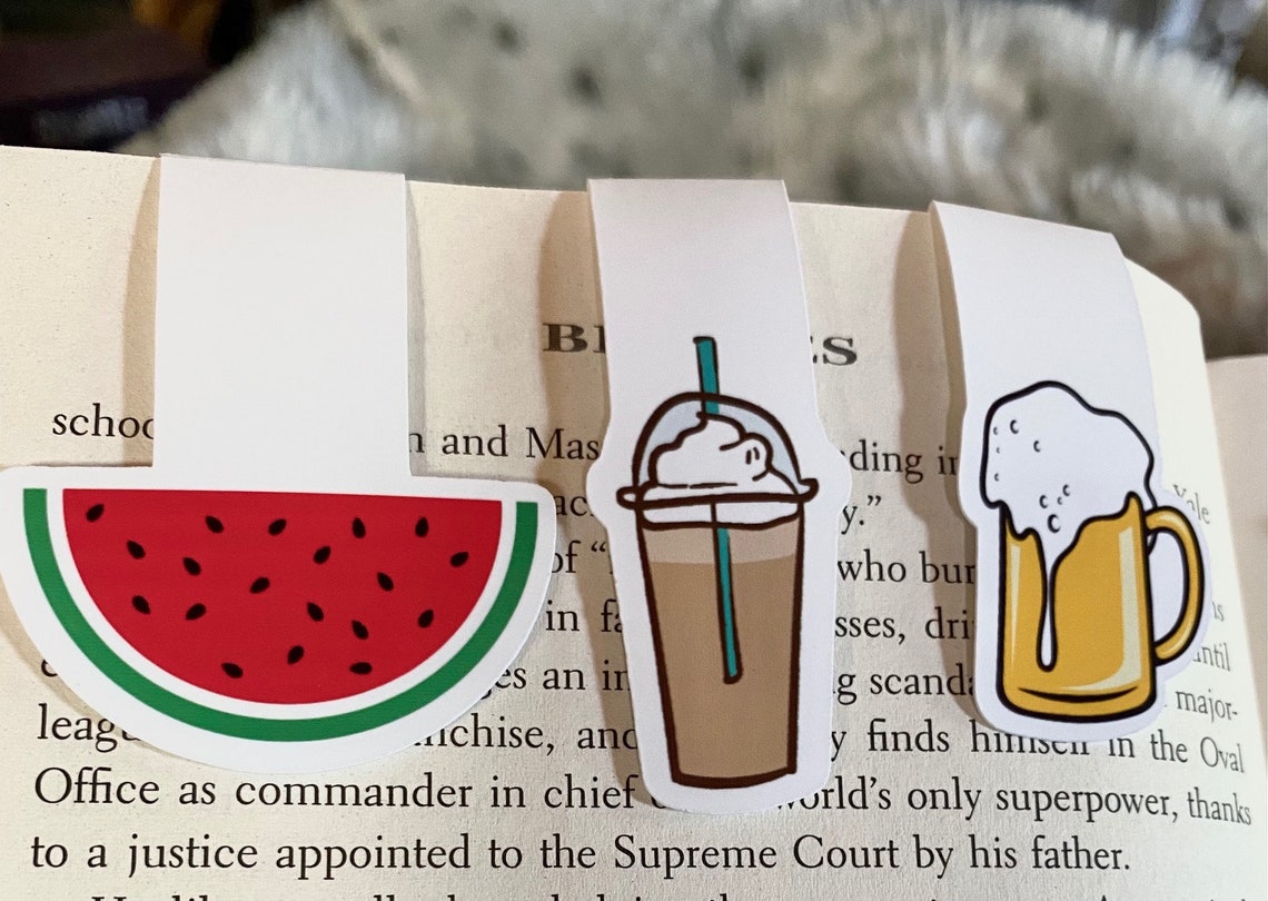 Bookmarks Bookworm Food Themed Magnetic Bookmark for Foodie | Etsy