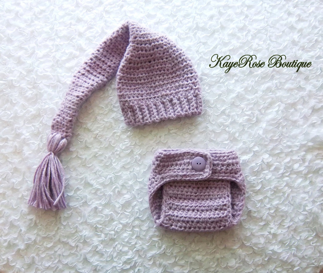 3 to 6 Month Old Baby Girl Stocking Hat and Diaper Cover Set Soft ...