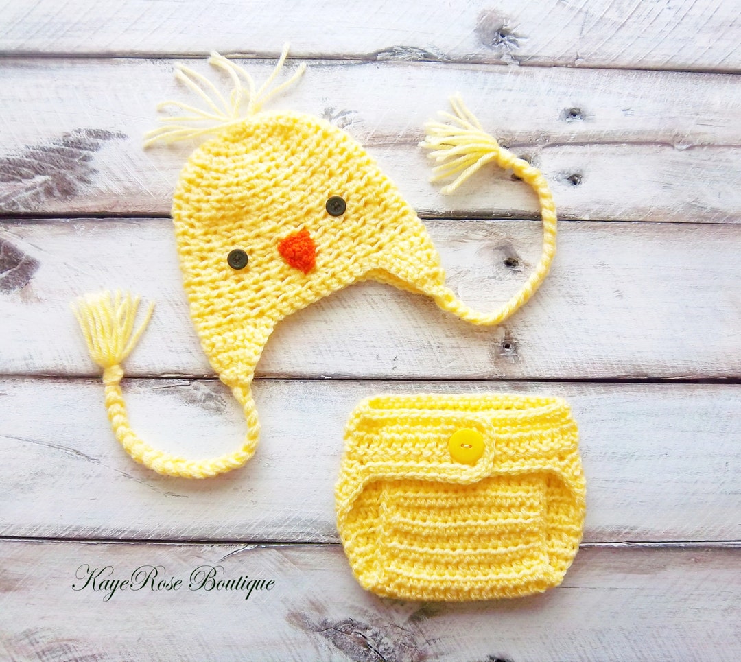Newborn Baby Yellow Chic Hat and Diaper Cover Set - Etsy