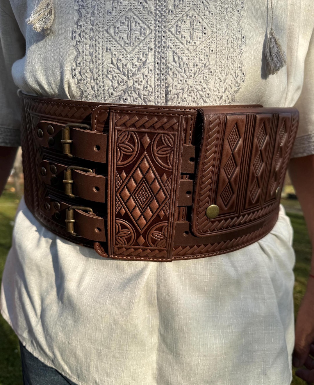 Wide Costume Leather Belt, Wide Men's Corset Belt, Leather Viking Belt ...