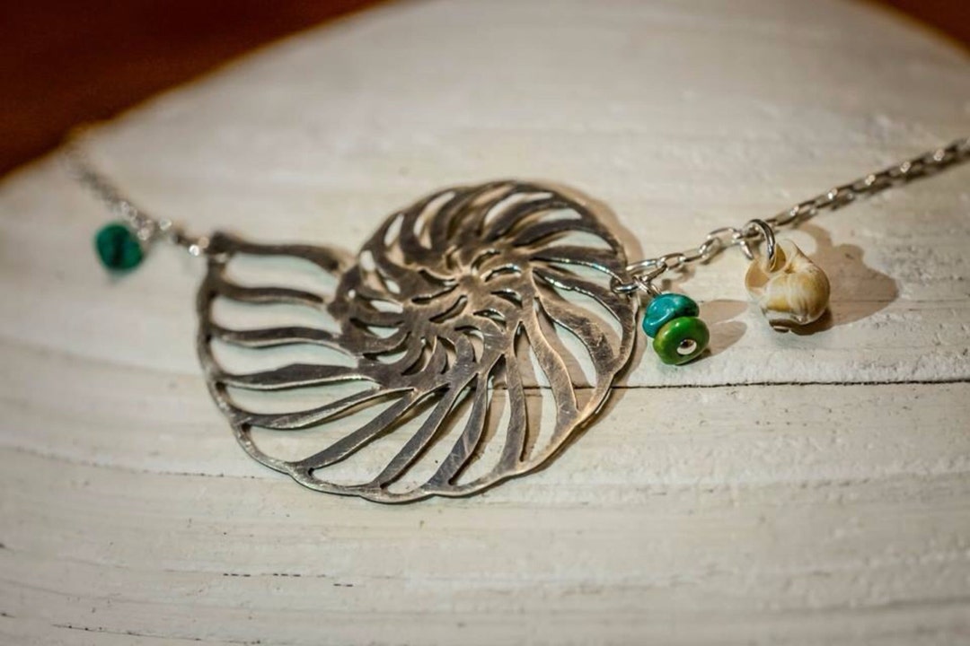 Silver Shell Necklace, Nautilus Shell Necklace in Sterling Silver, With ...