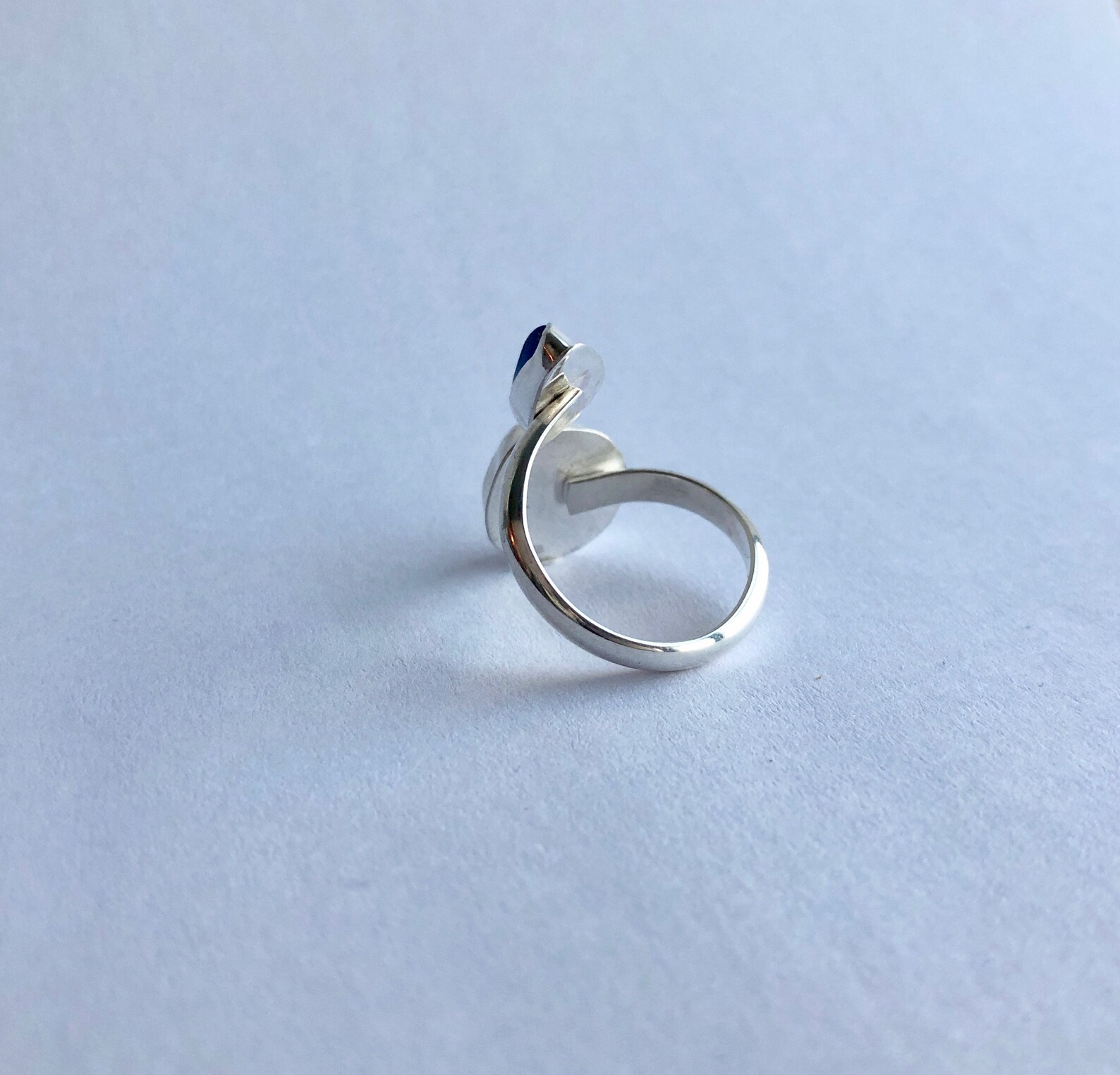 Cobalt Blue Sea Glass and Shell Ring, Adjustable Ring, Shell and Blue ...