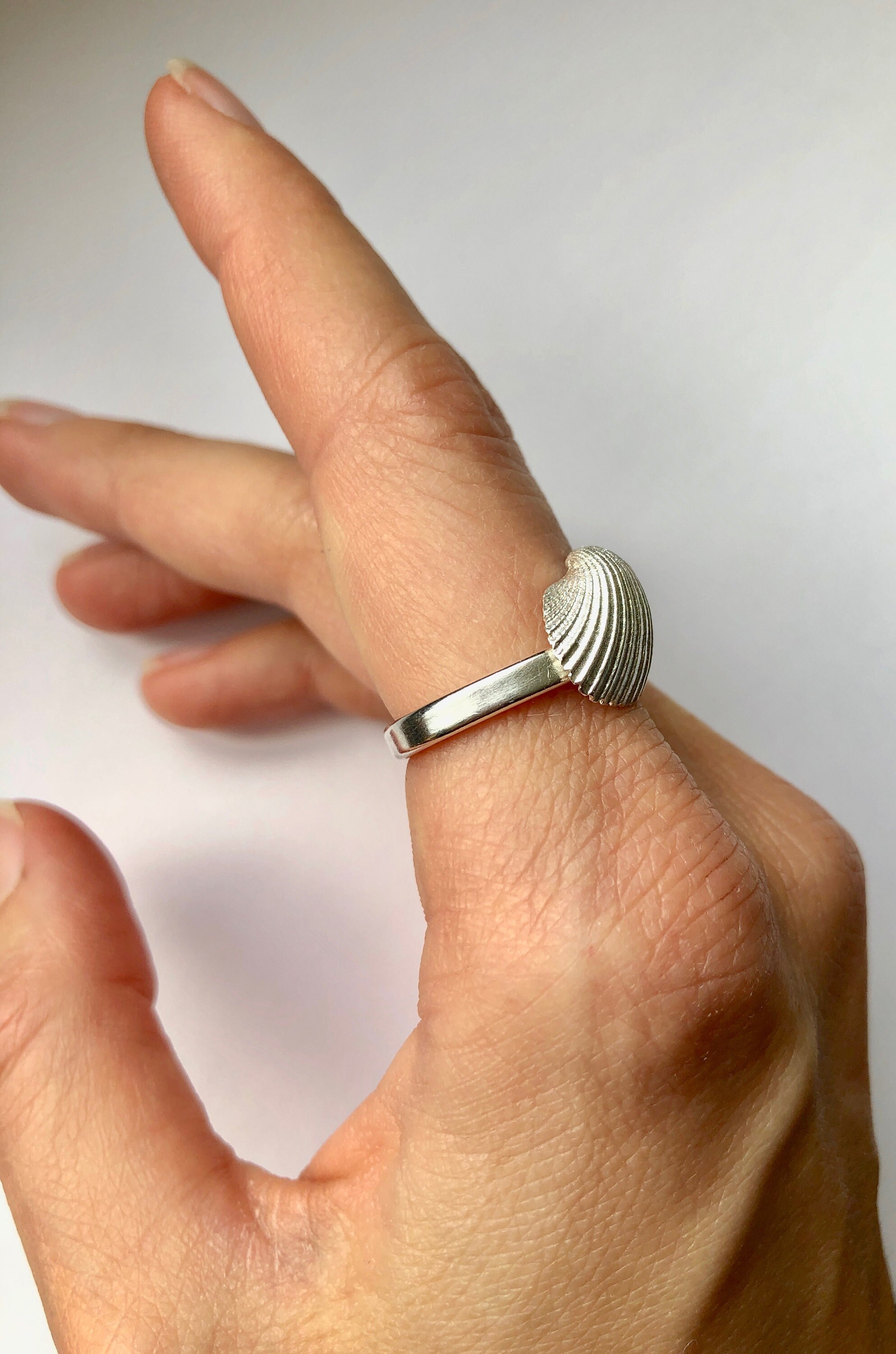 Silver Shell Ring Silver Clam Ring Mermaid Shell Ring Beach - Etsy