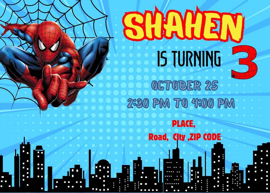 Custom Spider-man Party Invitation - Etsy