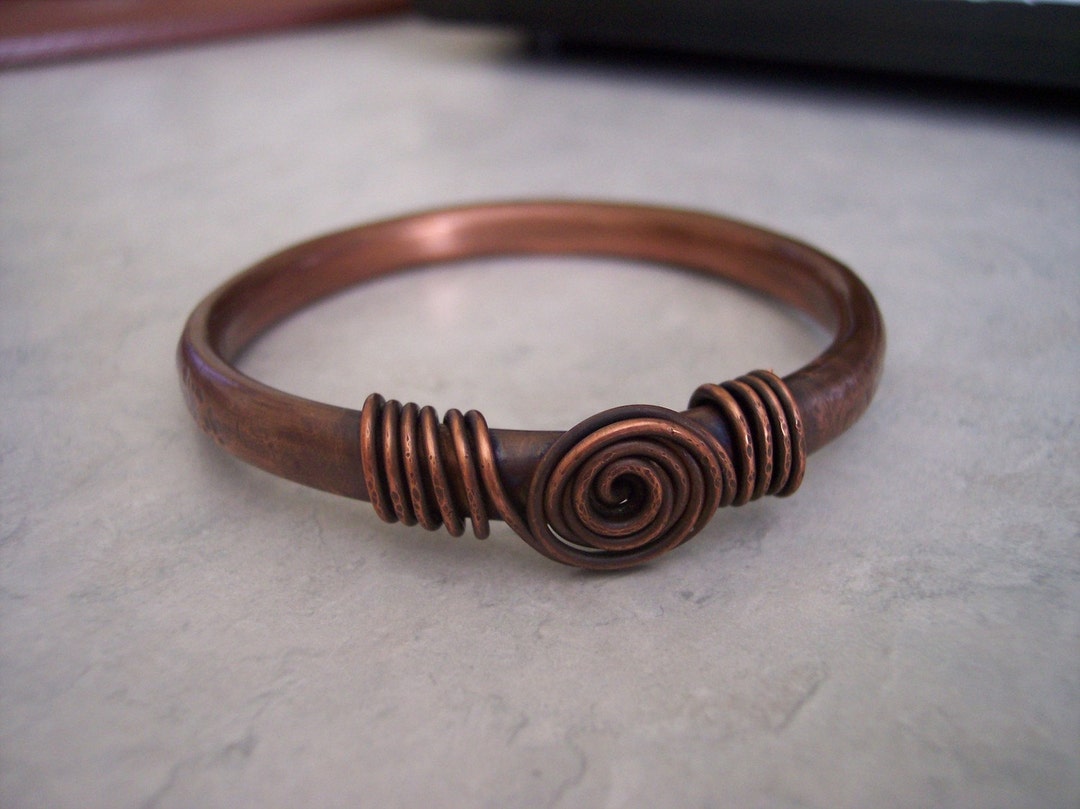 Copper Wire Wrapped Bangle - Etsy