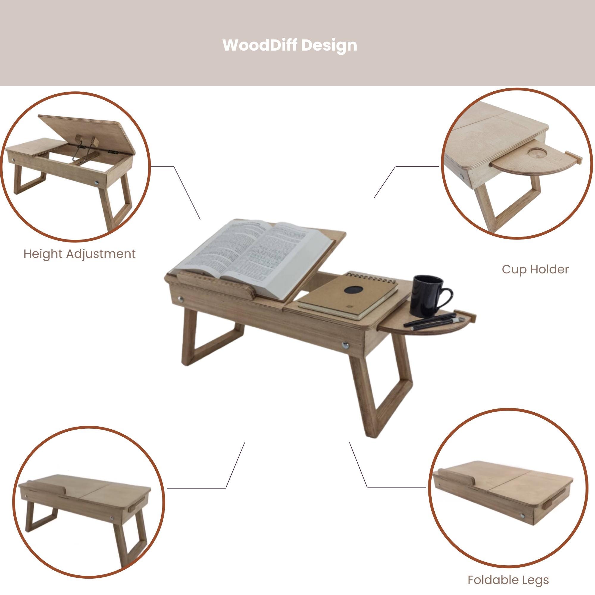 Handmade Wooden Laptop Stand - Adjustable Height, Ergonomic Design ...