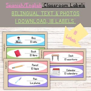 Bilingual Spanish/english Labels for the Classroom, 18 Classroom Words ...