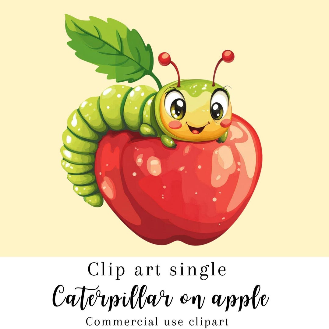 Rups Op Appel Clipart, Rups Png, Rups Clipart, Appel Illustratie, Bug ...