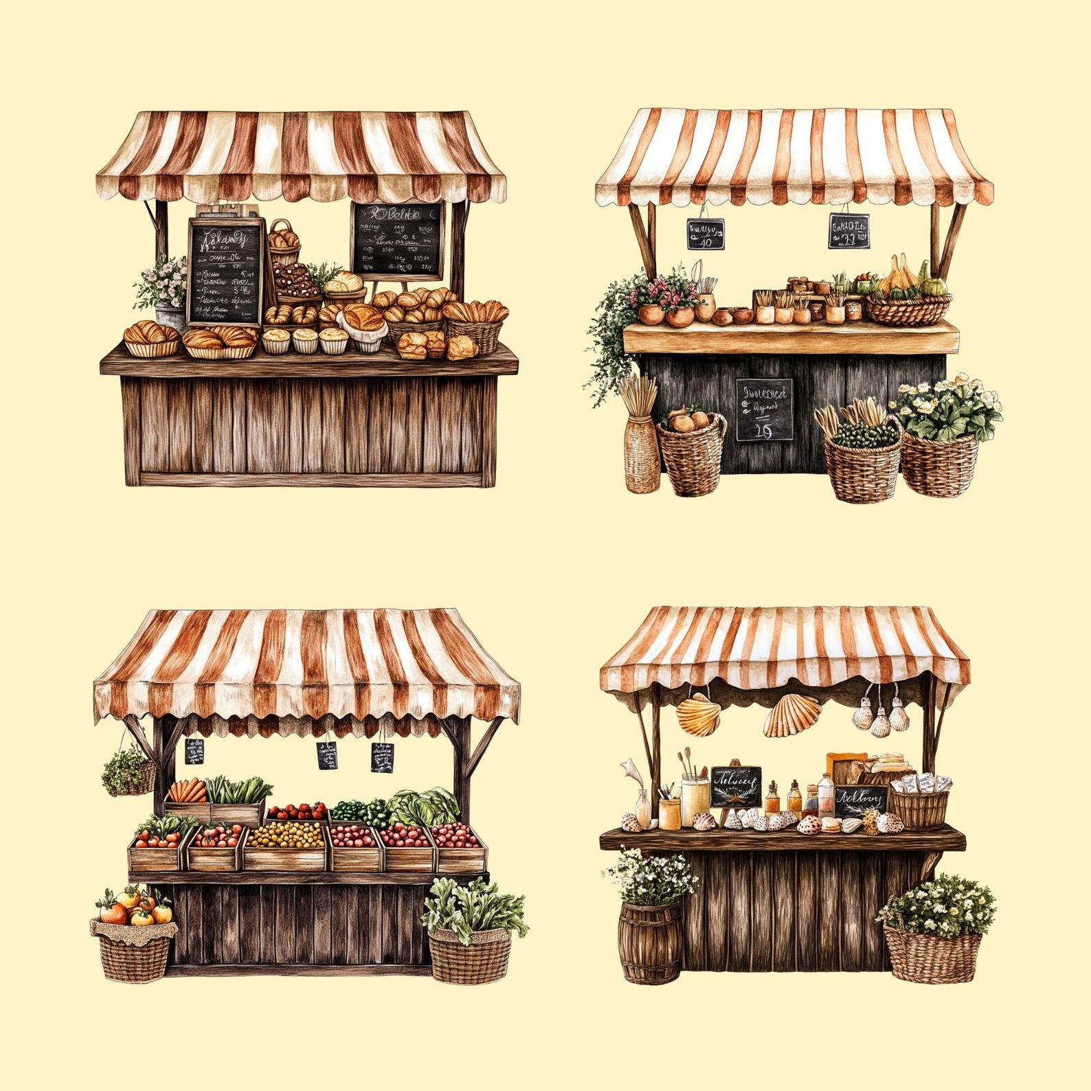 Market Stall Clipart, Locally Grown Clipart, Vegetable Clipart, Farmers ...
