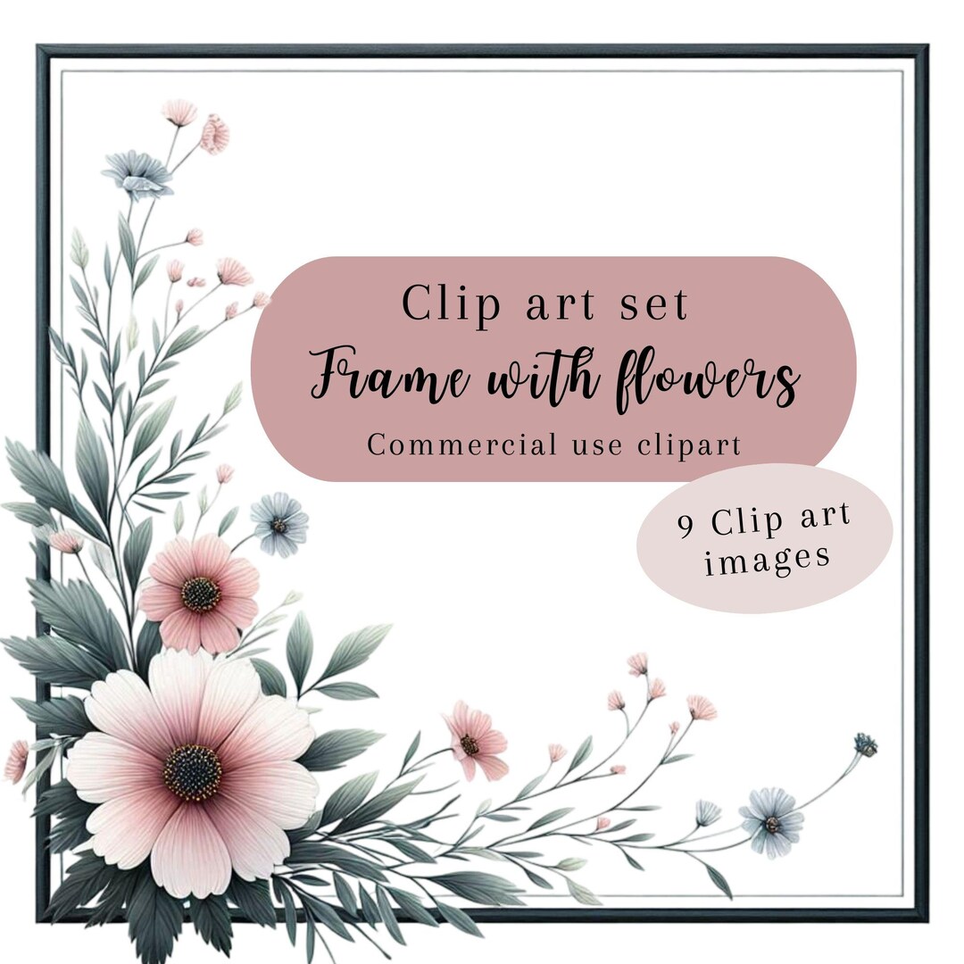 Wildflower Frame Corners Clipart, Floral Clipart, Different Flowers ...